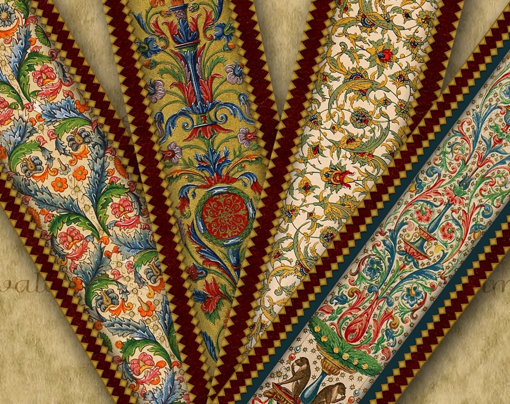 MEDIEVAL BOOK MARKS set of 4 digital printable book | Etsy