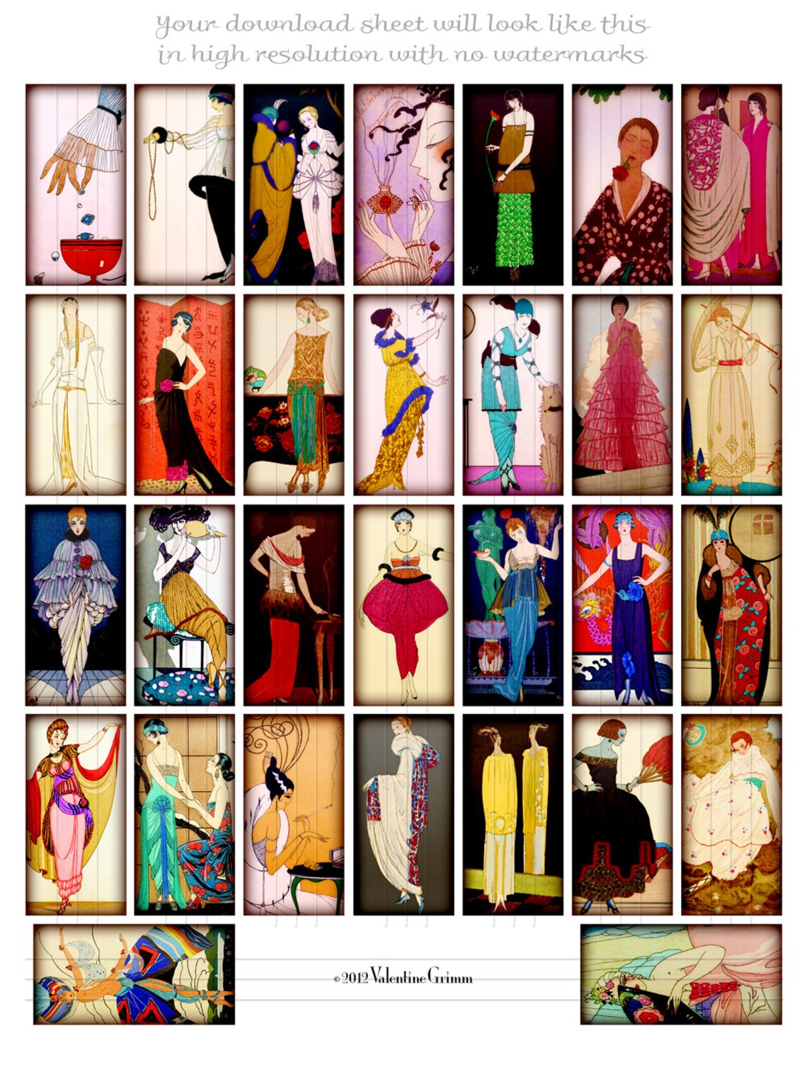 FRENCH FASHION PLATES 1 1x2 Digital Printable Domino Collage - Etsy