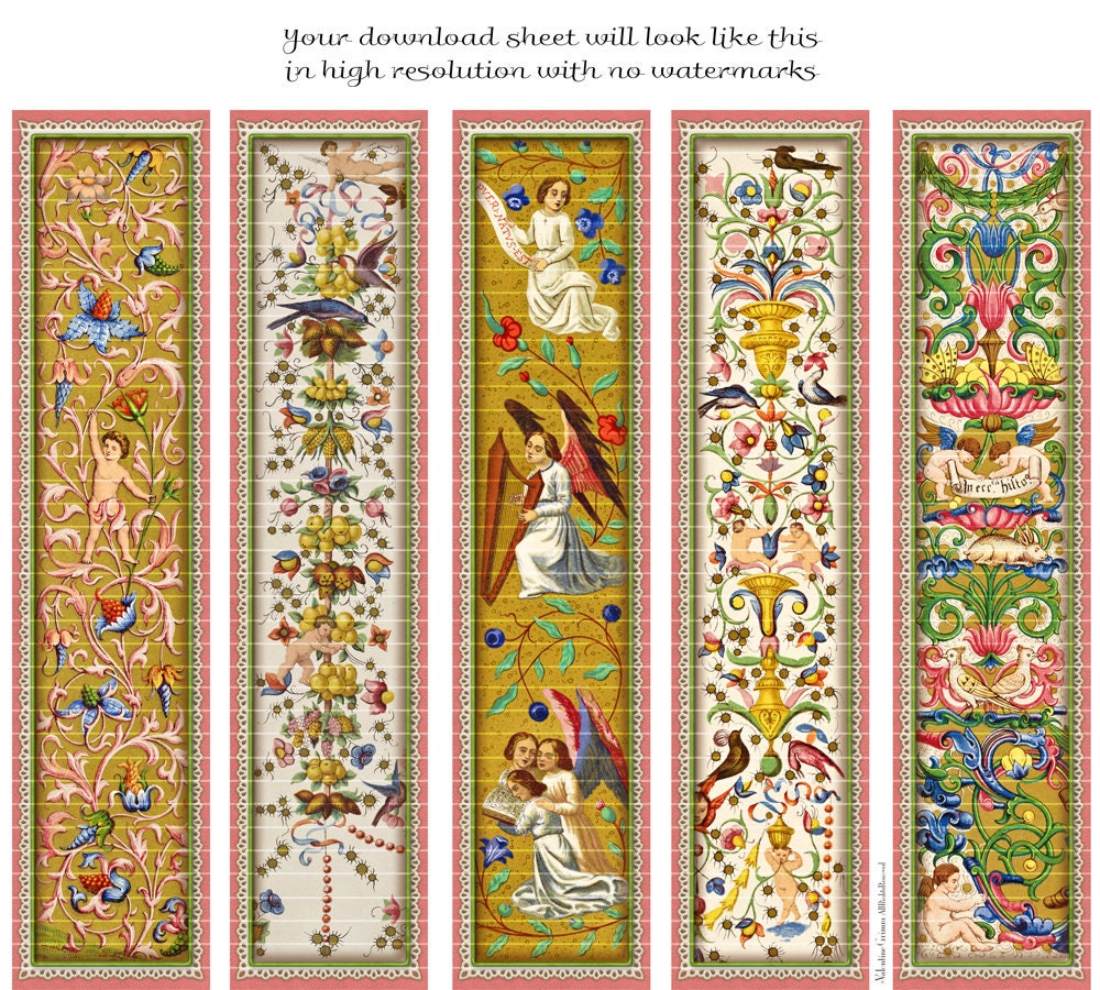 ANGEL BOOK MARKS set of 5 digital printable book markers from | Etsy