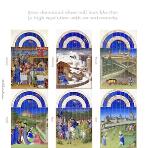 MEDIEVAL BOOK of HOURS 12 Clipart Images of the Calendar...high-quality ...