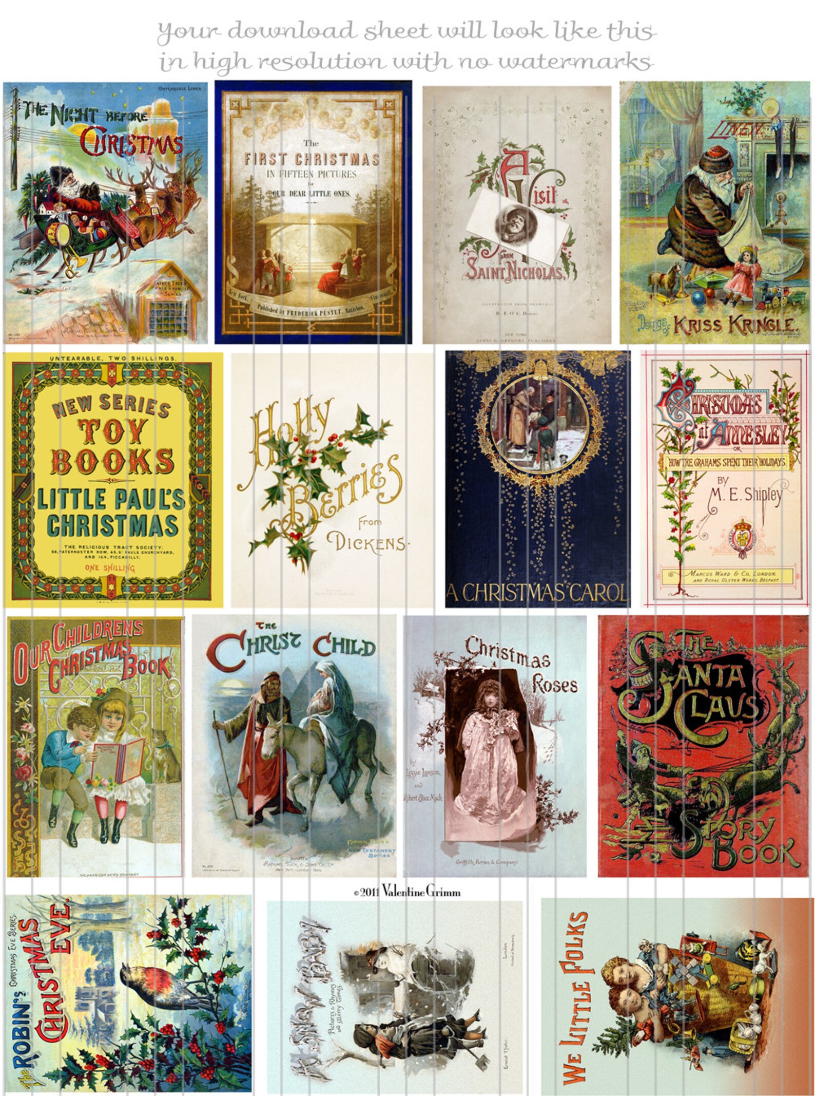 VICTORIAN CHRISTMAS Book Covers 1 Digital Printable Collage Sheet for ...