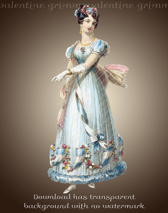 digital design transfers REGENCY Fashion Figure #2 Digital Printable ...
