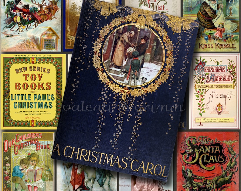 VICTORIAN CHRISTMAS Book Covers 1 Digital Printable Collage Sheet for ...