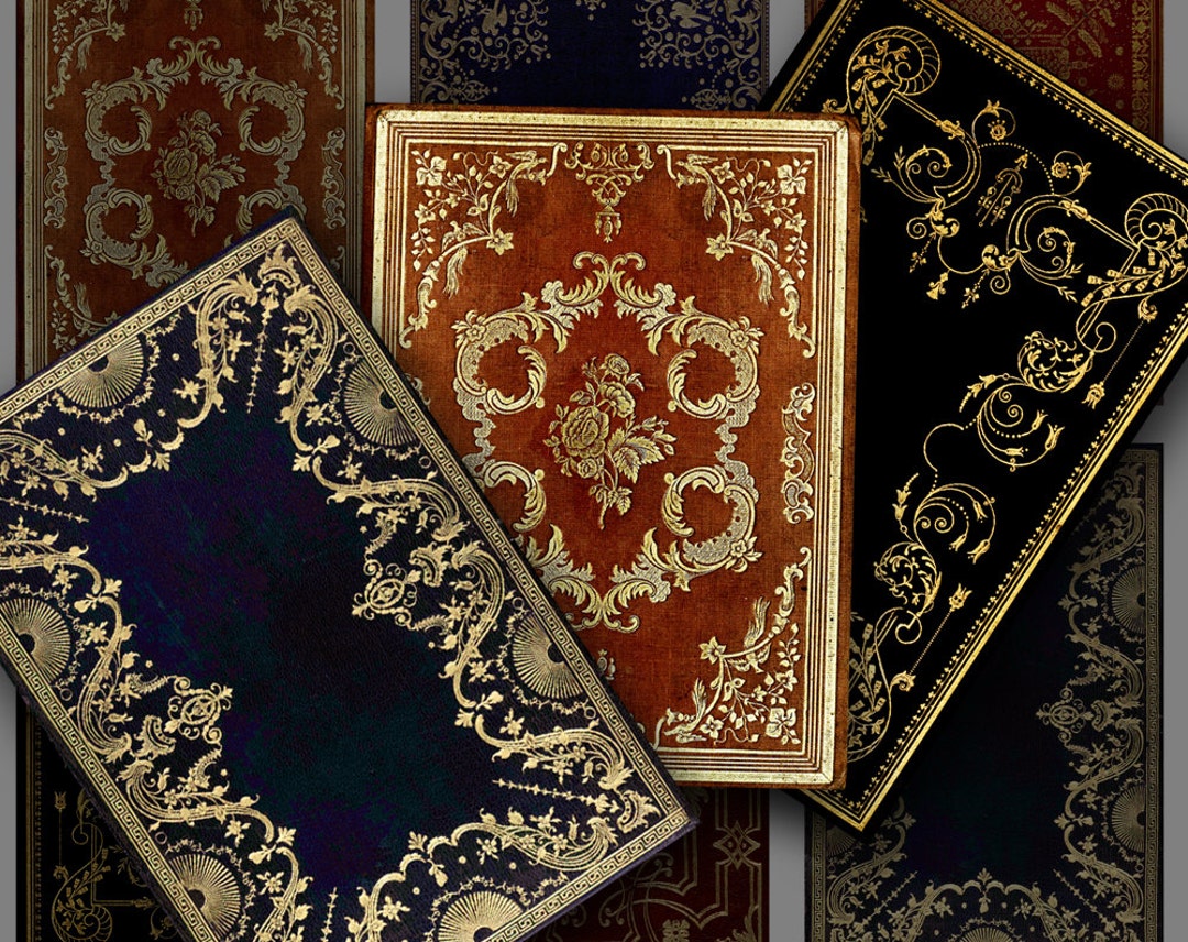 GILT BOOK COVERS Set of 8…hi-quality, Ready to Print - Etsy