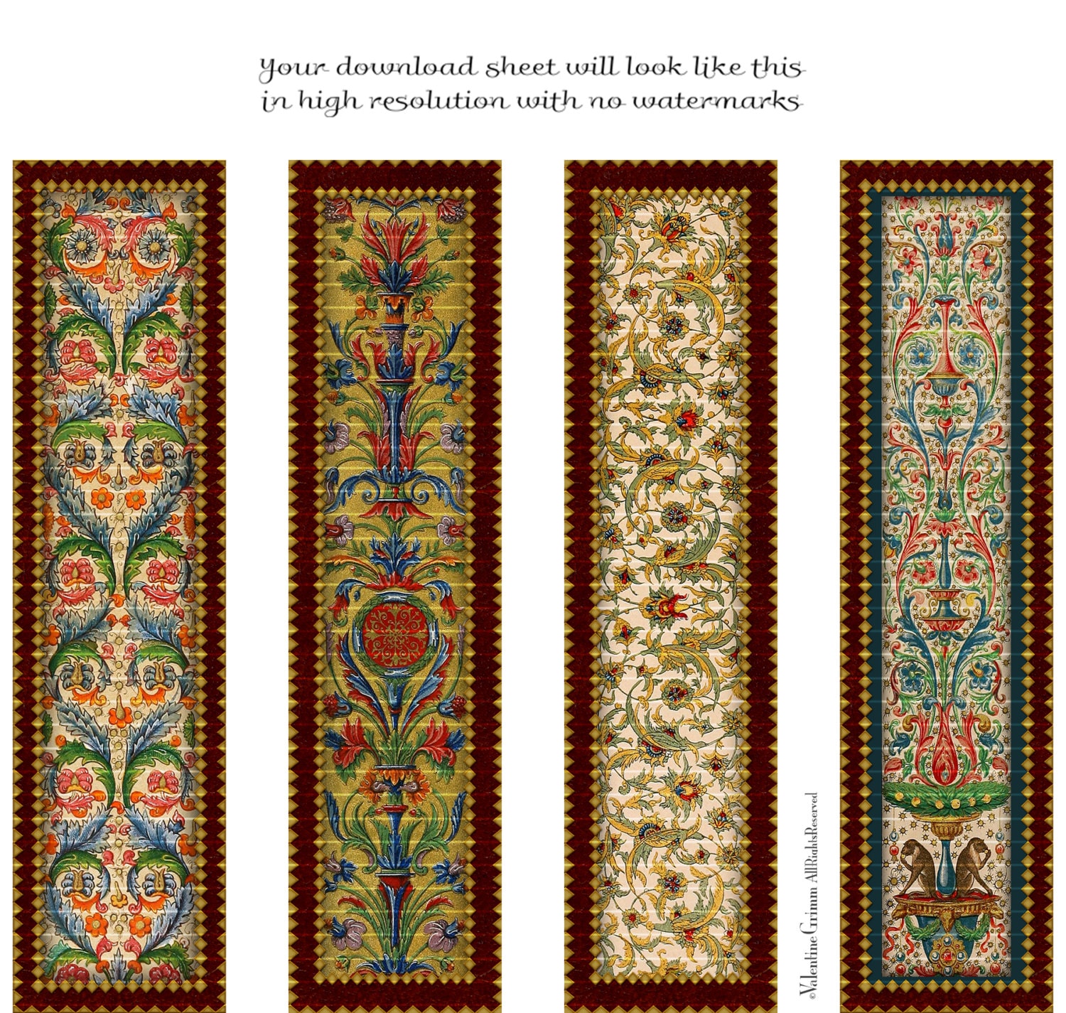 MEDIEVAL BOOK MARKS Set of 4…hi-quality, Ready to Print - Etsy UK