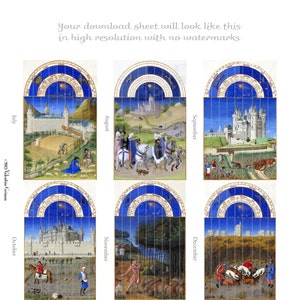 MEDIEVAL BOOK of HOURS 12 Clipart Images of the Calendar...high-quality ...