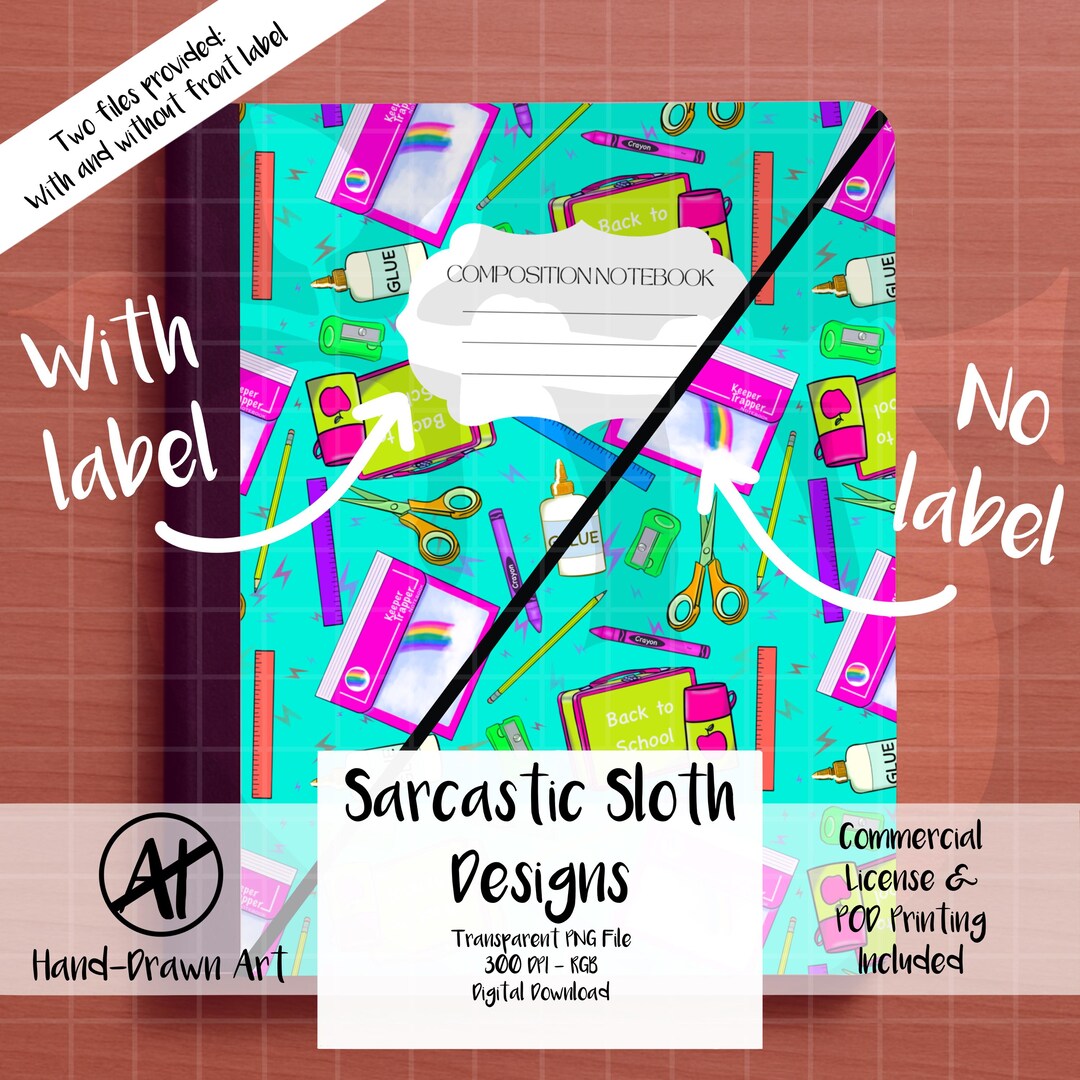 Printable Composition Notebook Cover With Commercial License Back to ...