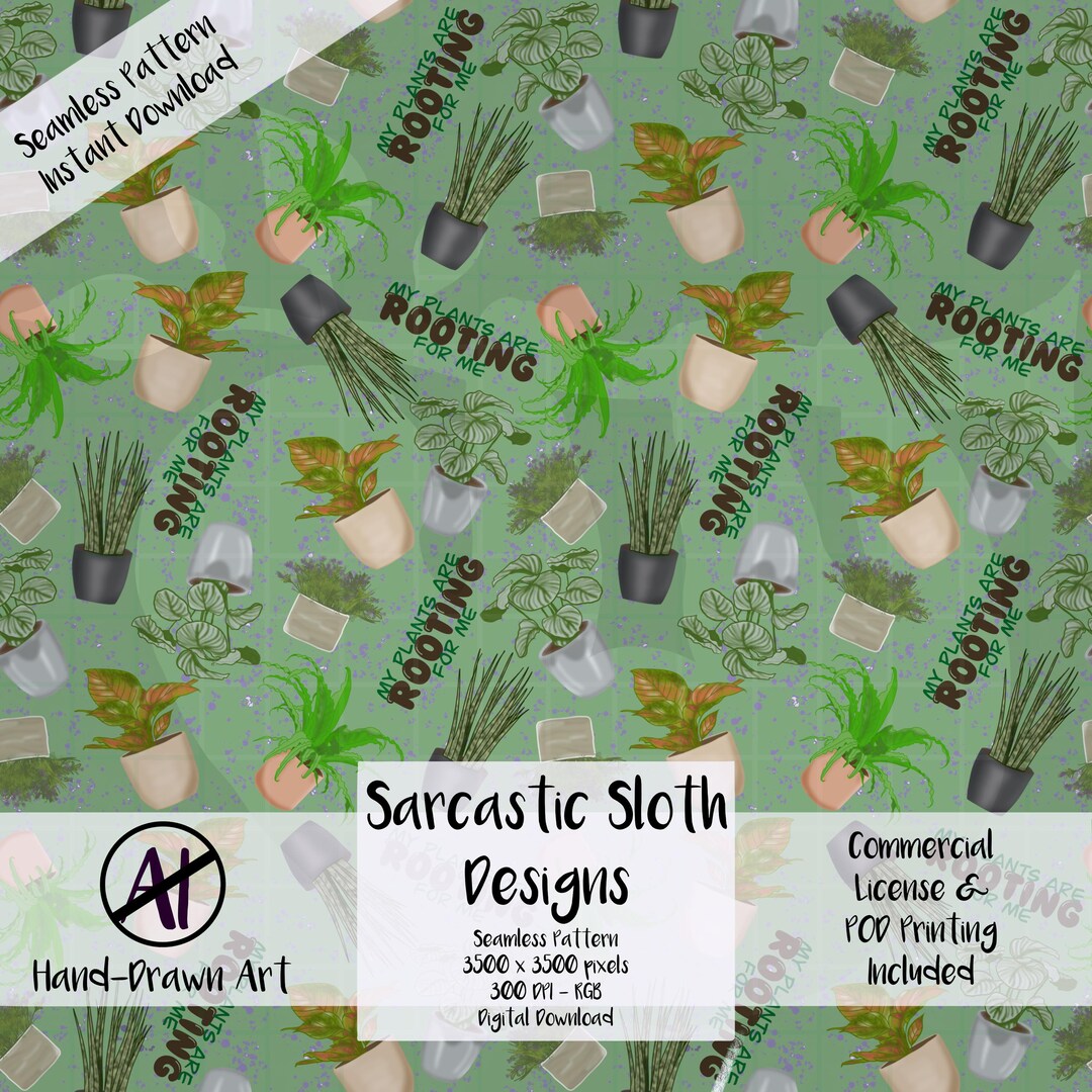 Houseplant Digital Paper With Commercial License, My Plants Are Rooting ...