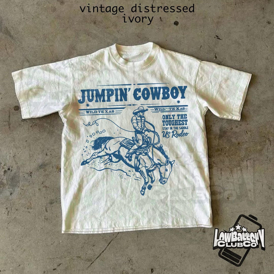 Jumpin’ Cowboy T-shirt, Vintage Western Rodeo Graphic Tee, Retro ...