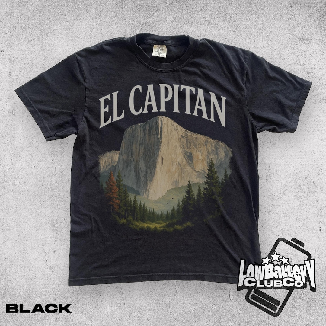 El Capitan Mountain T-shirt, Vintage Yosemite Landscape Graphic Tee ...