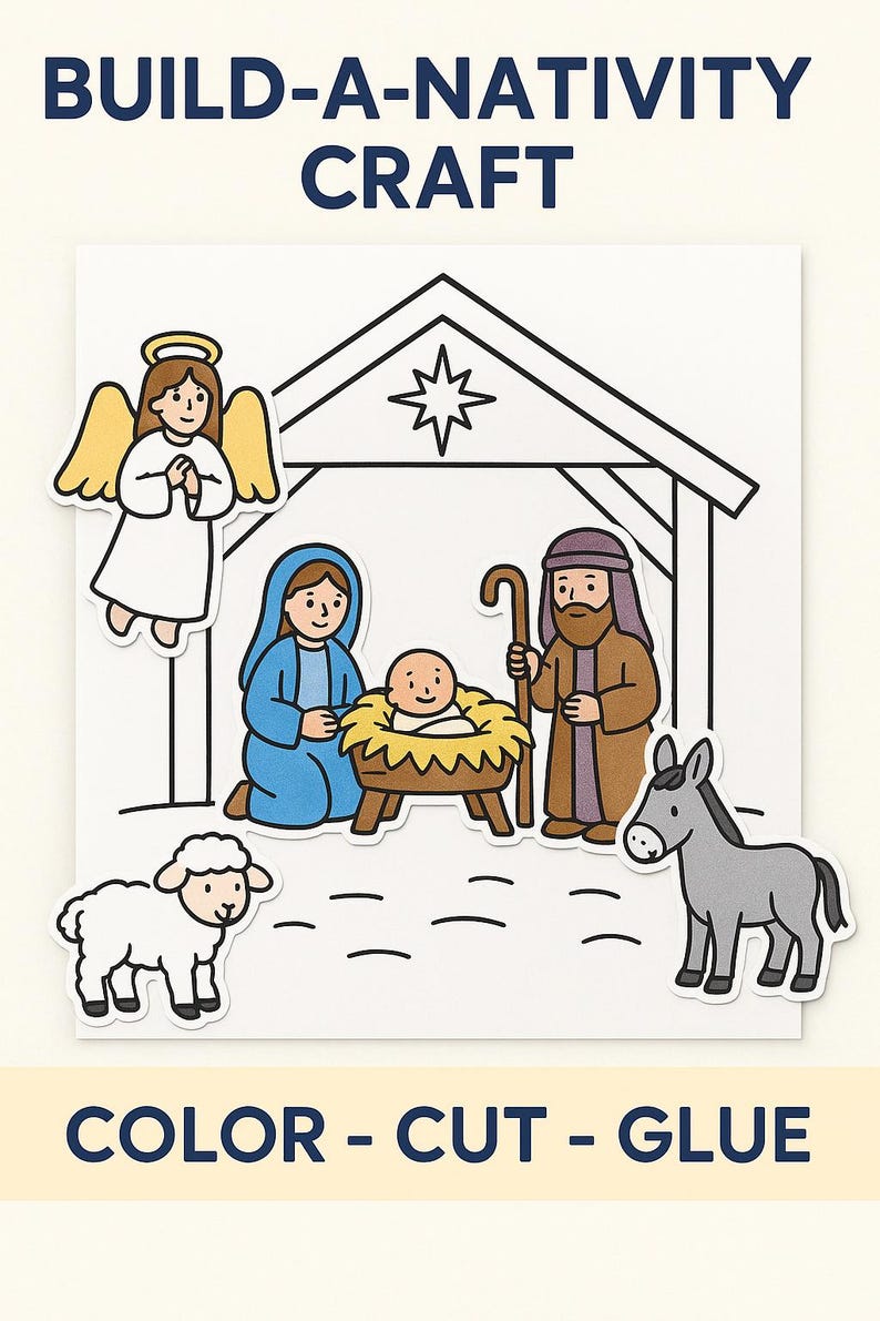 Build a Nativity Cut and Glue Craft for Kids - Etsy