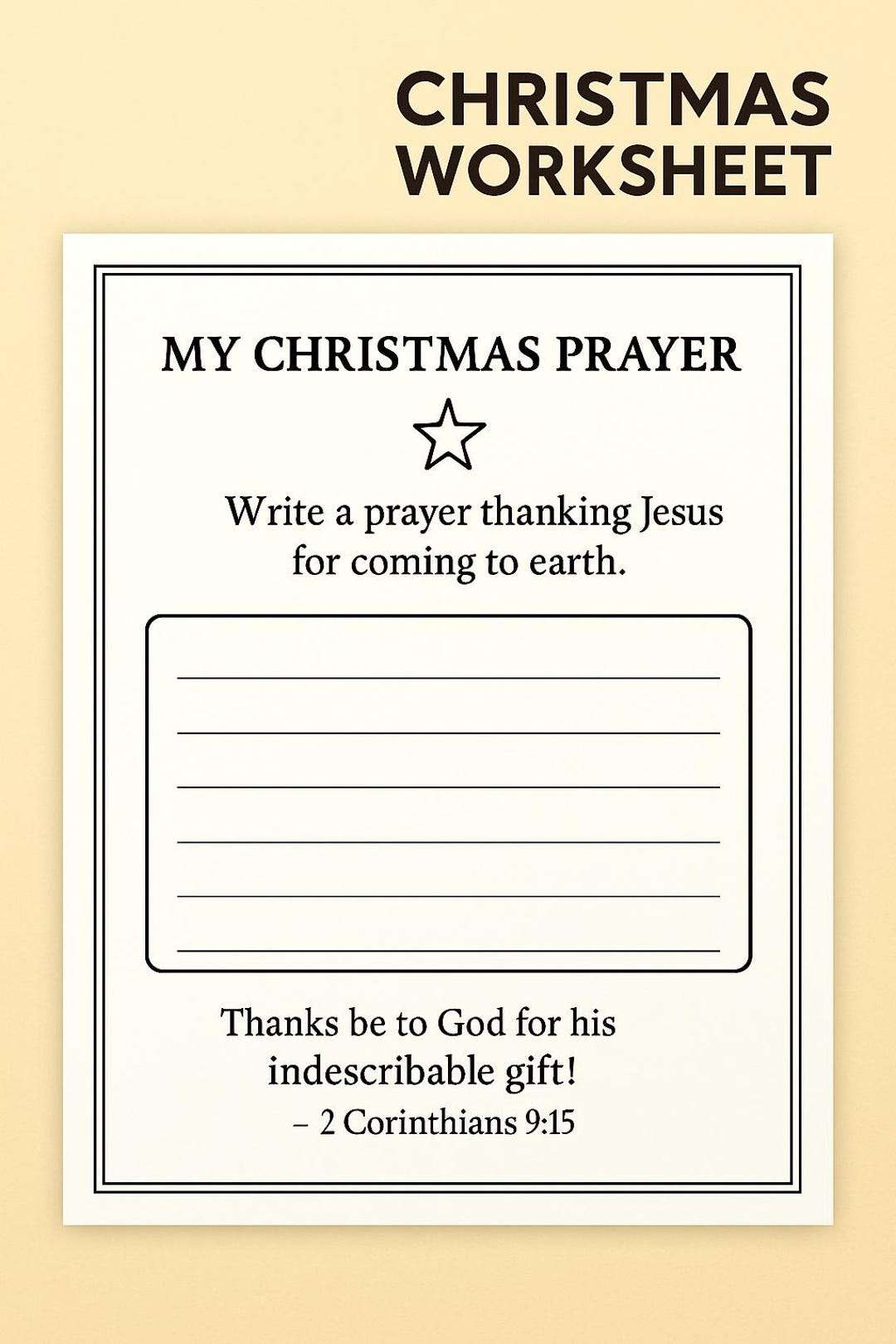 My Christmas Prayer Worksheet - Etsy