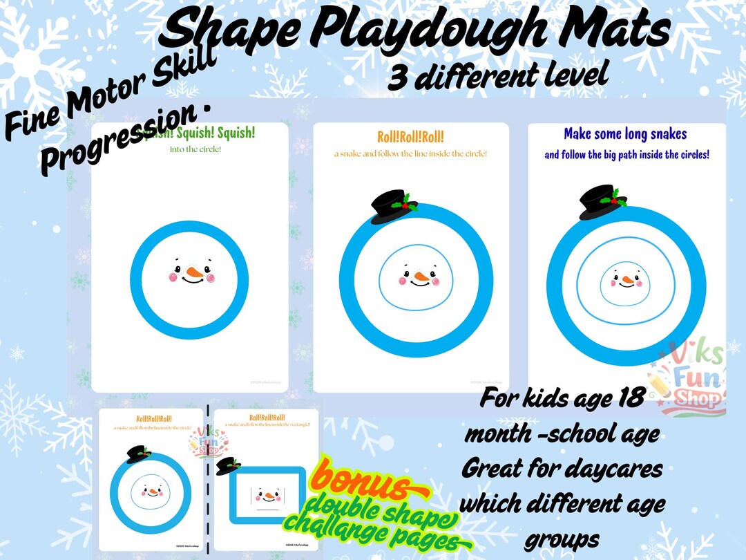 Winter Shape Playdough Mats – Fine Motor Skill Progression (3 Levels ...