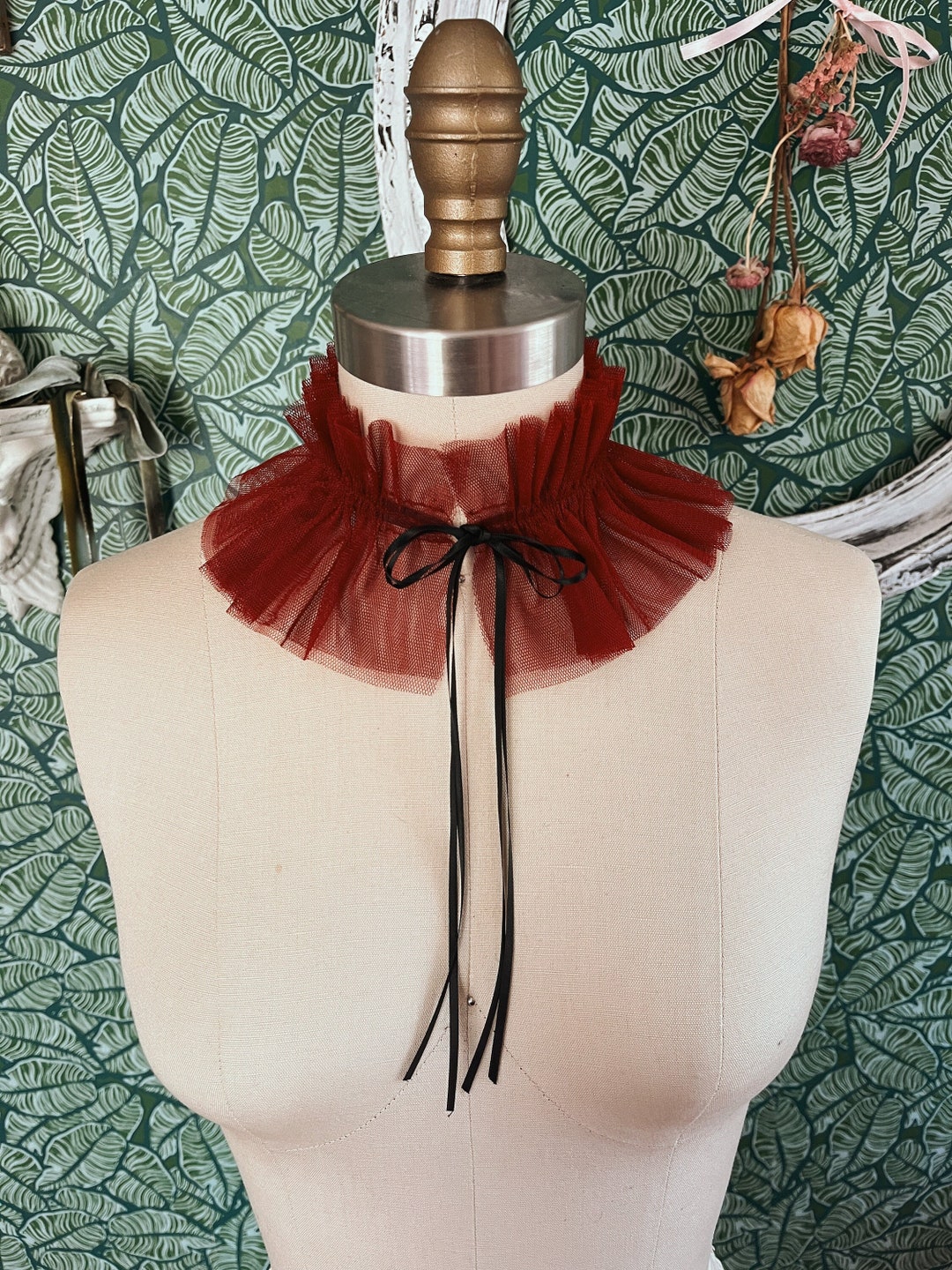 The Antoinette Ruffle Collar in Ruby II Victorian Whimsigoth - Etsy