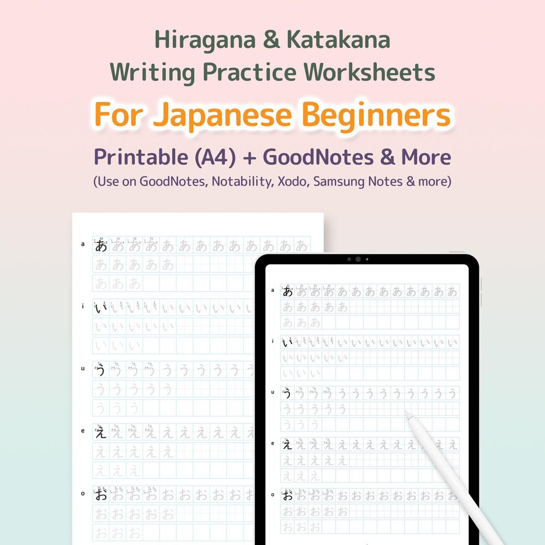 Hiragana / Katakana Writing Practice PDF _ Japanese Alphabet + Easy ...