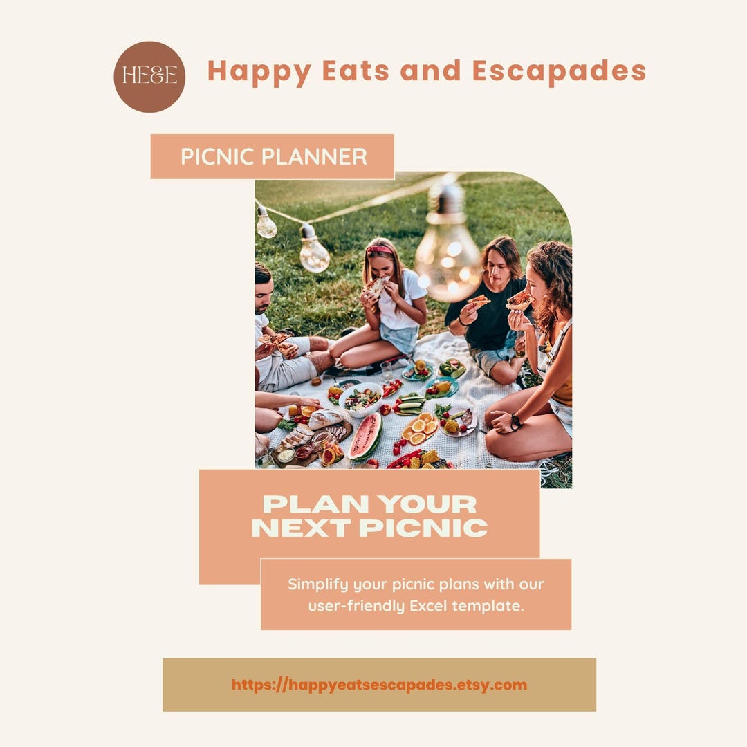 Plan My Picnic Kit | Picnic Planner Excel Template | Editable Digital ...
