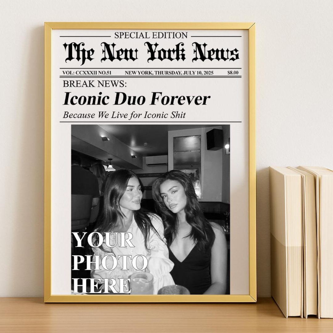 Custom Best Friends Newspaper Poster PNG, Personalized BFF Retro Print ...
