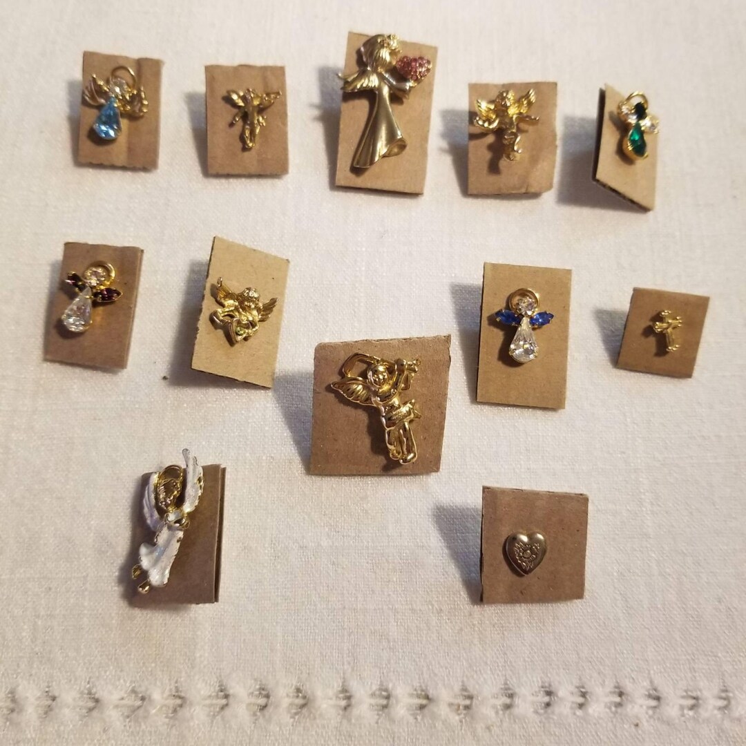 Vintage Angel Lapel Pins – Guardian Angel, Cherub, Cross, Heart Designs ...
