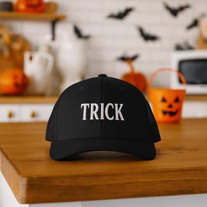 TRICK Trucker Hat | Fun Halloween Hat for Pumpkin Patch Days, Spooky ...