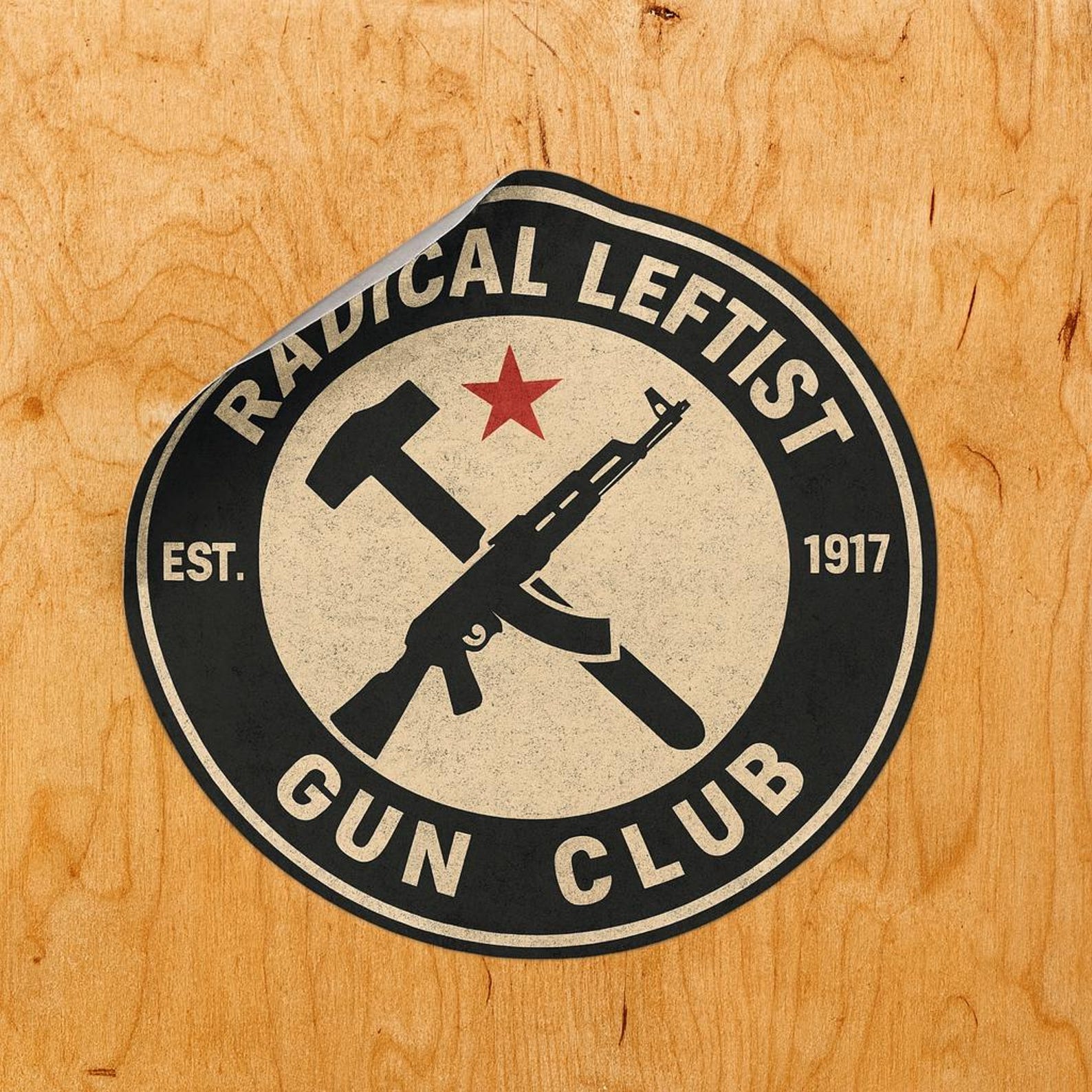 Radical Leftist Gun Club Sticker | Vintage AK & Sickle Design | Anti ...