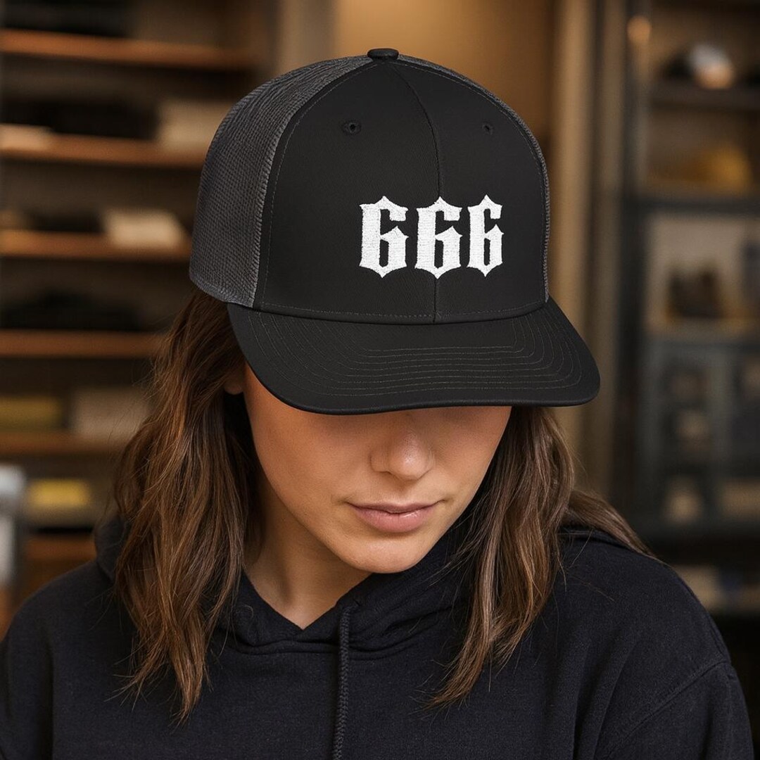 Satanic 666 Trucker Hat: Old English Gothic Snapback - Etsy