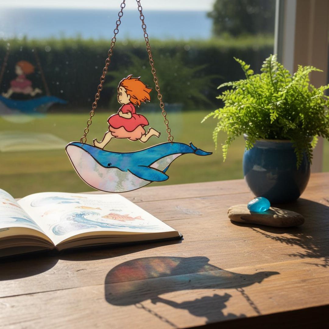 Ponyo Resin Suncatcher, Anime Window Decor, Gift for Her, Sosuke and ...