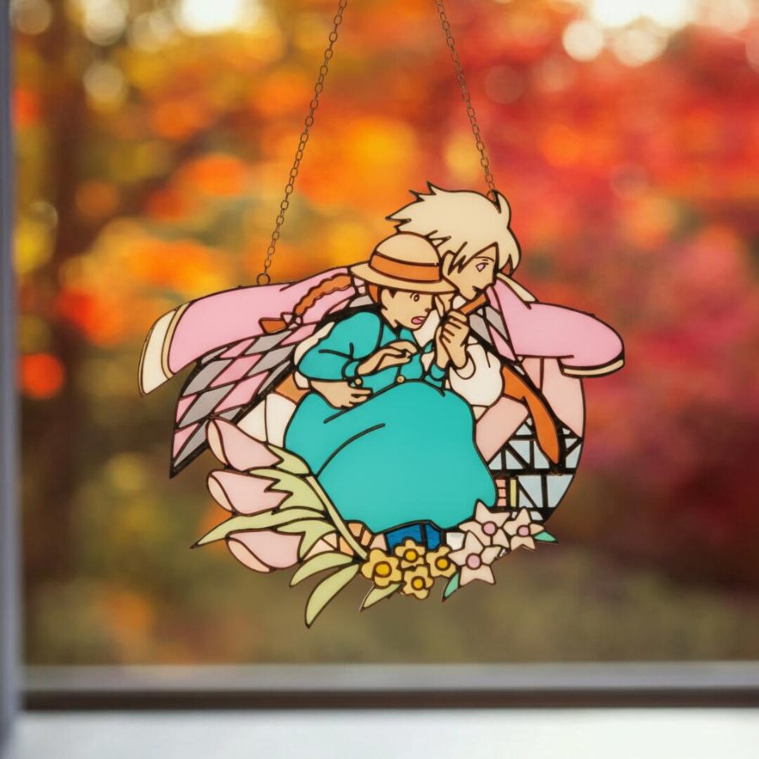 H.owl and Sophie Resin Suncatcher, Ghibli Window Hanging Art, Studio ...