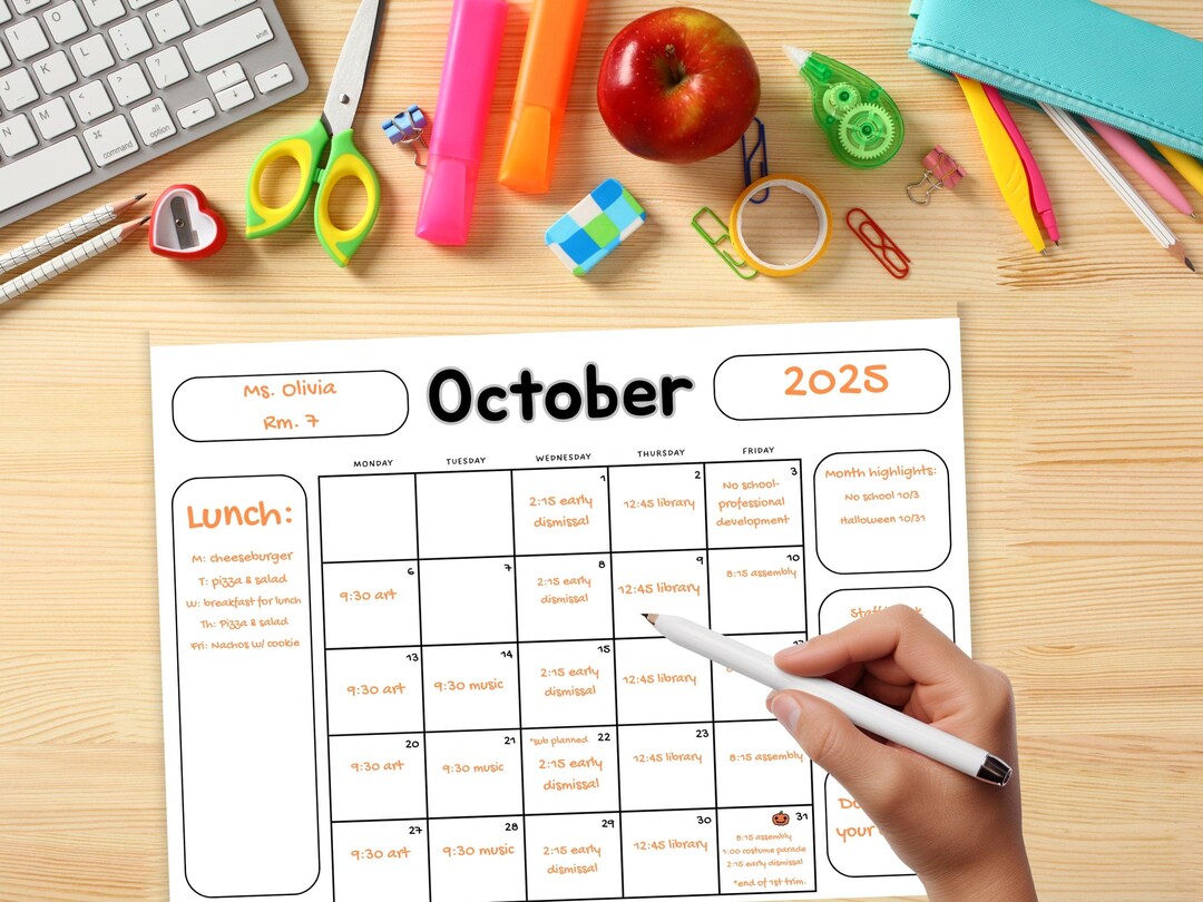 Simple Classroom Calendar | Blank Calendar for Personalization | Room ...