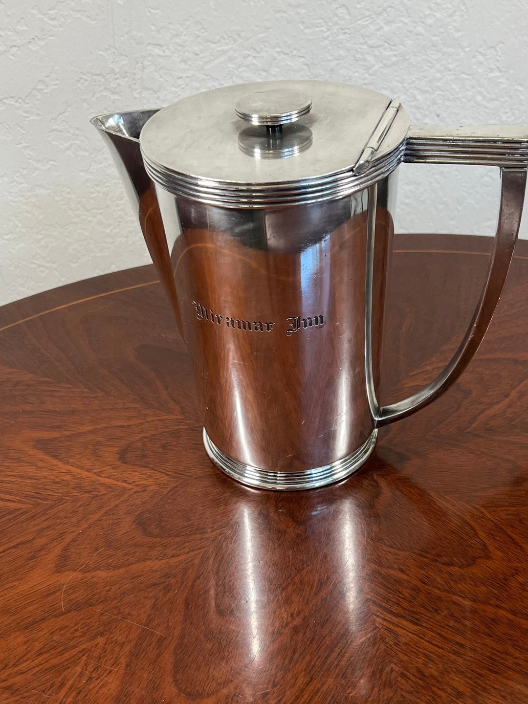 LARGE HOTEL PITCHER Palm Beach 194os Florida Miramar Inn Hotel Silver ...