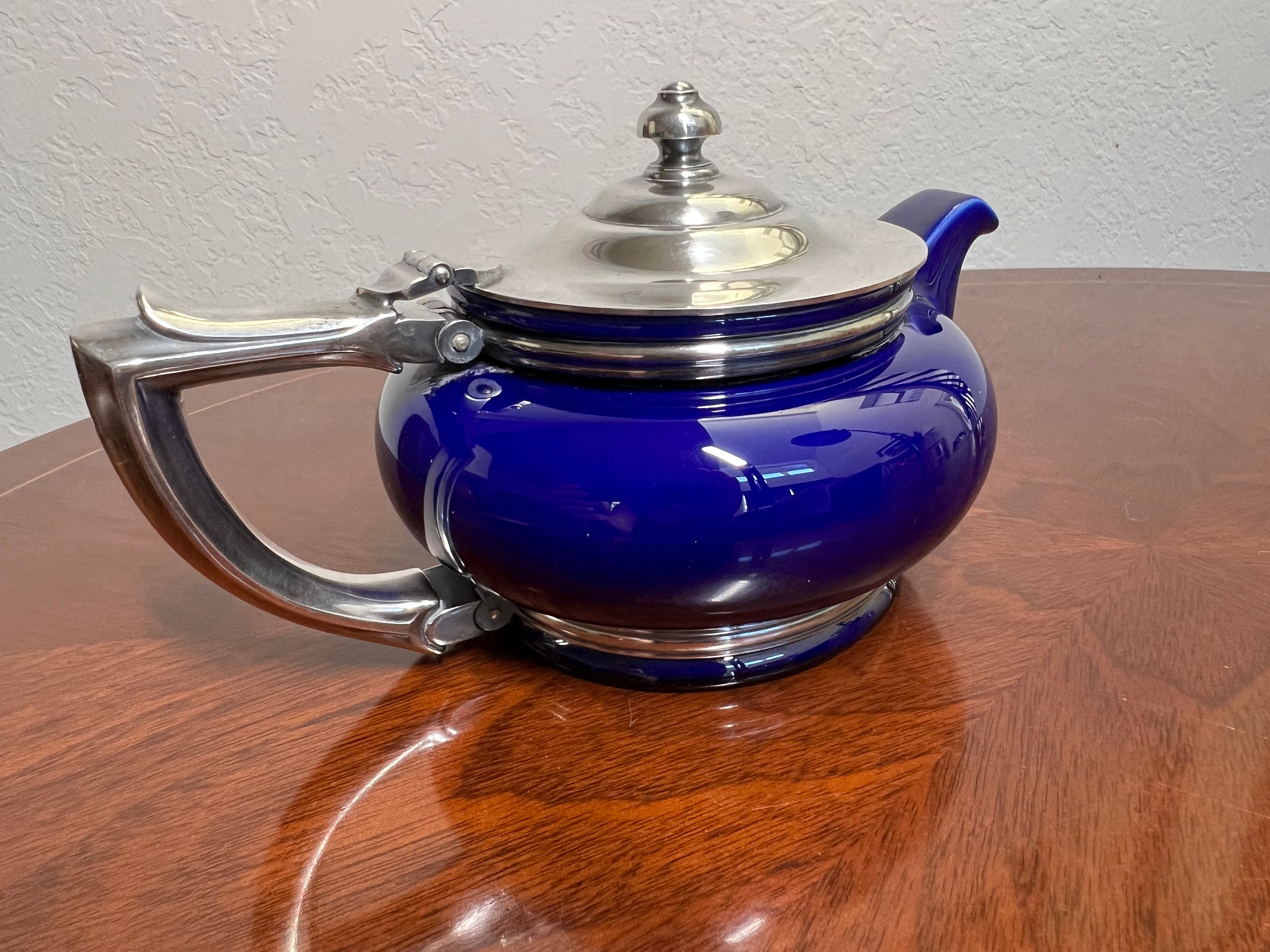 BLUE LENOX TEAPOT Large Hotel Silver Cobalt Blue Restaurant Tea Pot - Etsy