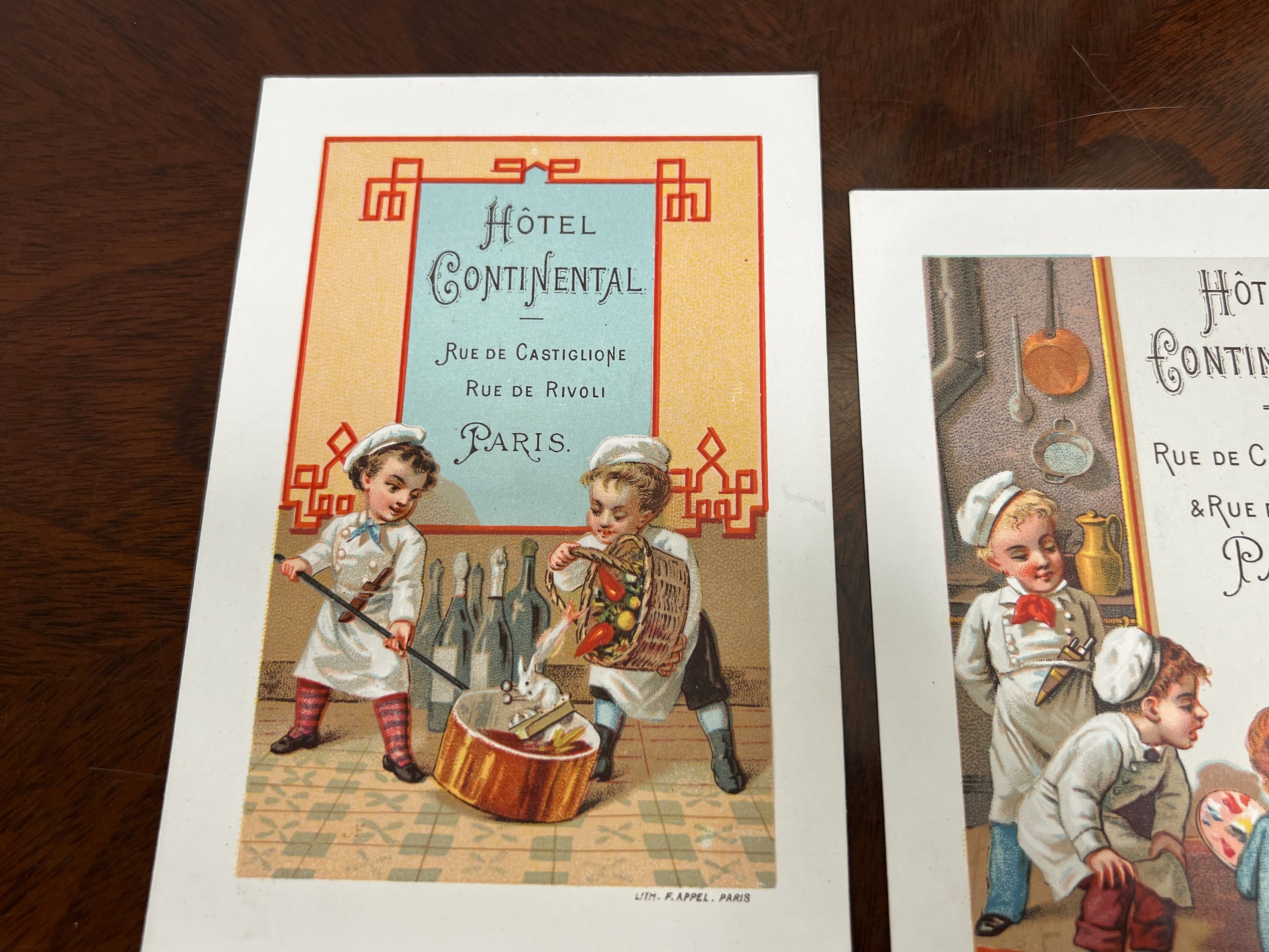 FRENCH ADVERTISING MENU Card Vintage Hotel Continental Chefs Paris - Etsy