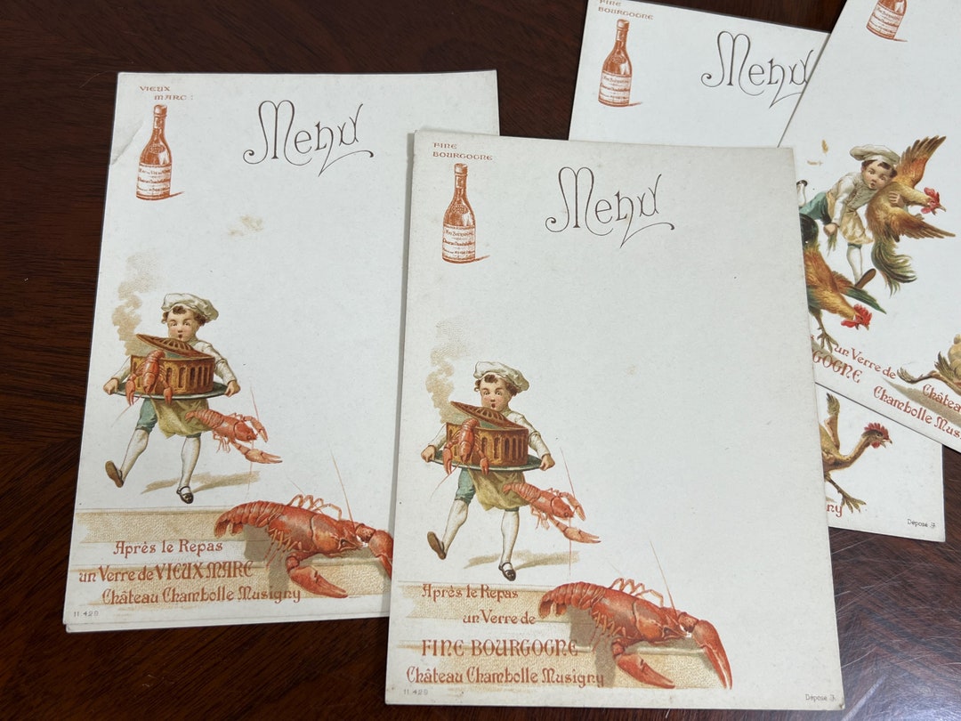 FRENCH ADVERTISING MENU Cards From Paris Restaurants, Bistros and ...
