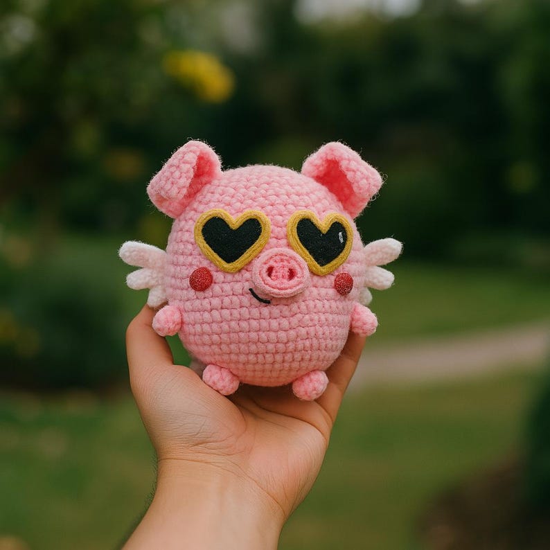 Flying Love Pig Crochet Pattern PDF – Amigurumi Valentine Pig With ...