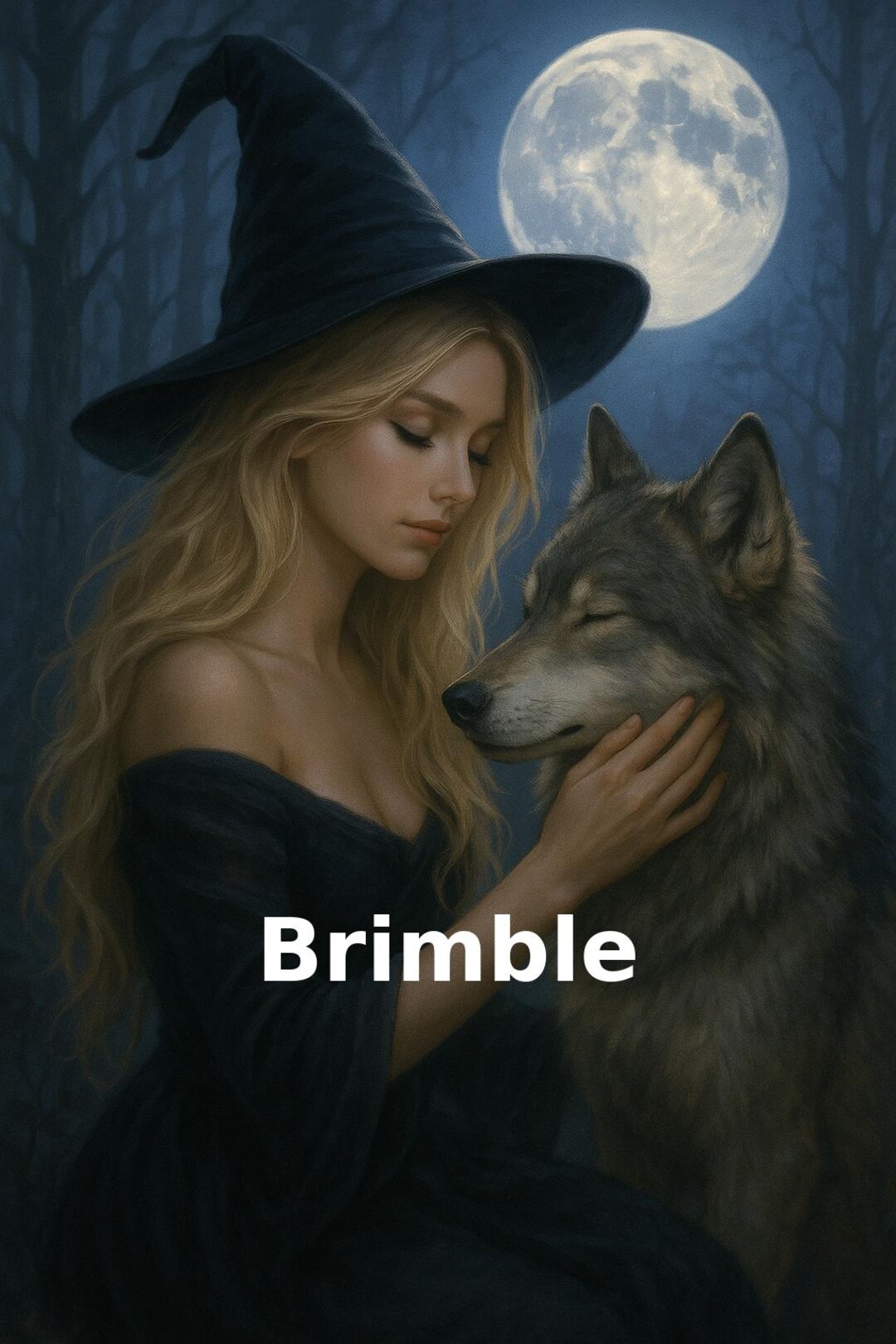 Magical Moonlit Witch and Wolf Digital Art Print - Mystical Night ...