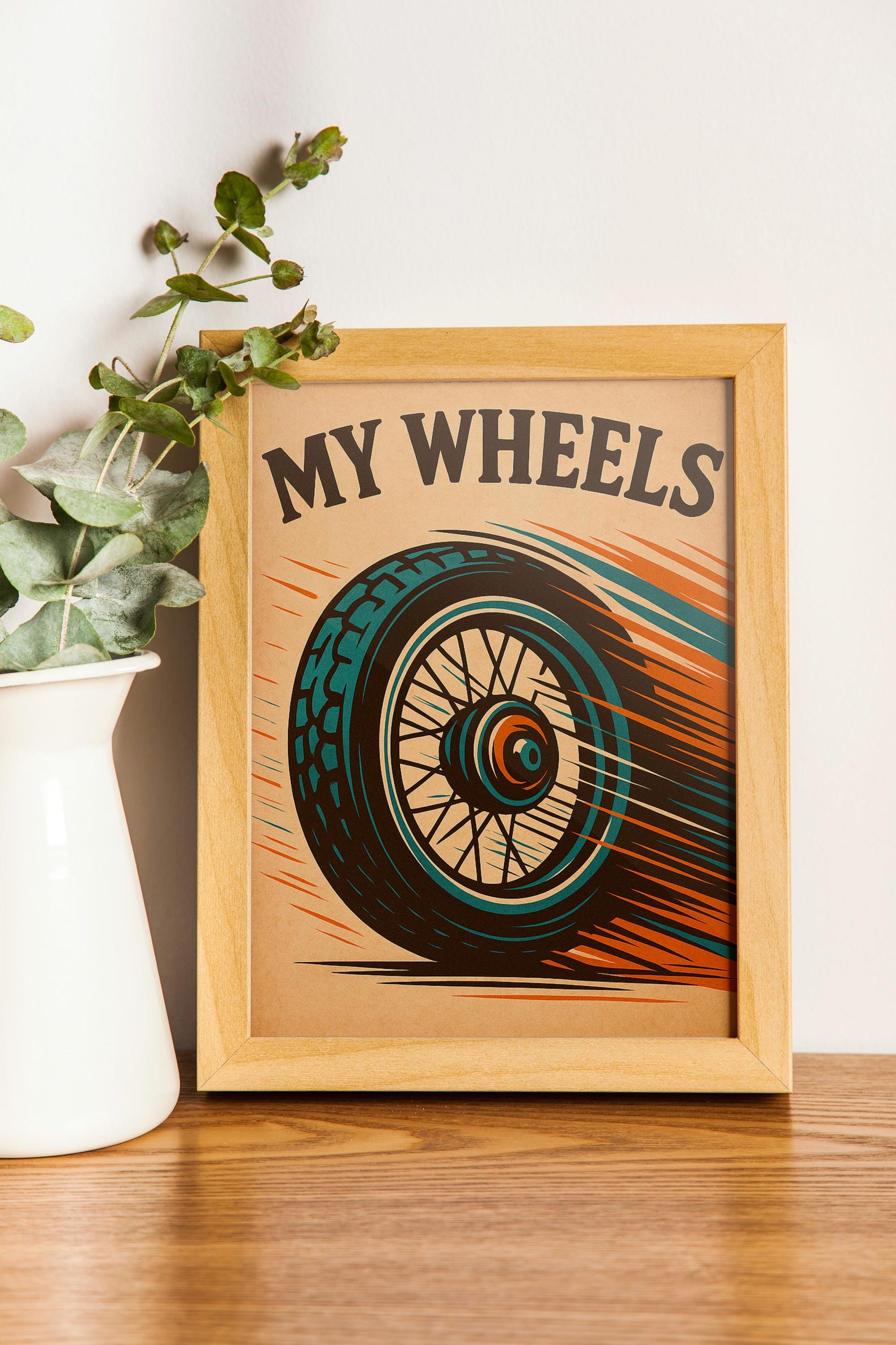 Vintage Motorcycle Wheel Art Poster - Retro Racing Wall Decor | "my ...