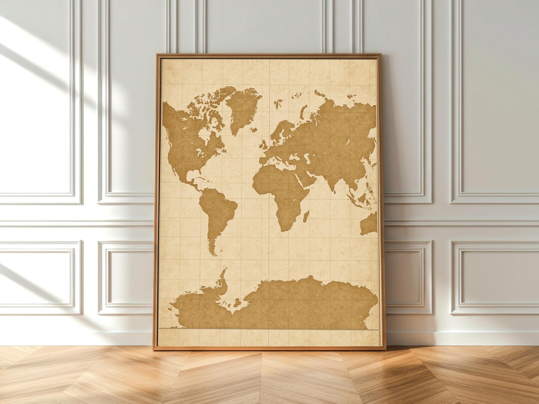 Vintage World Map Poster - Antique Style Wall Art - Large Old Map Print ...