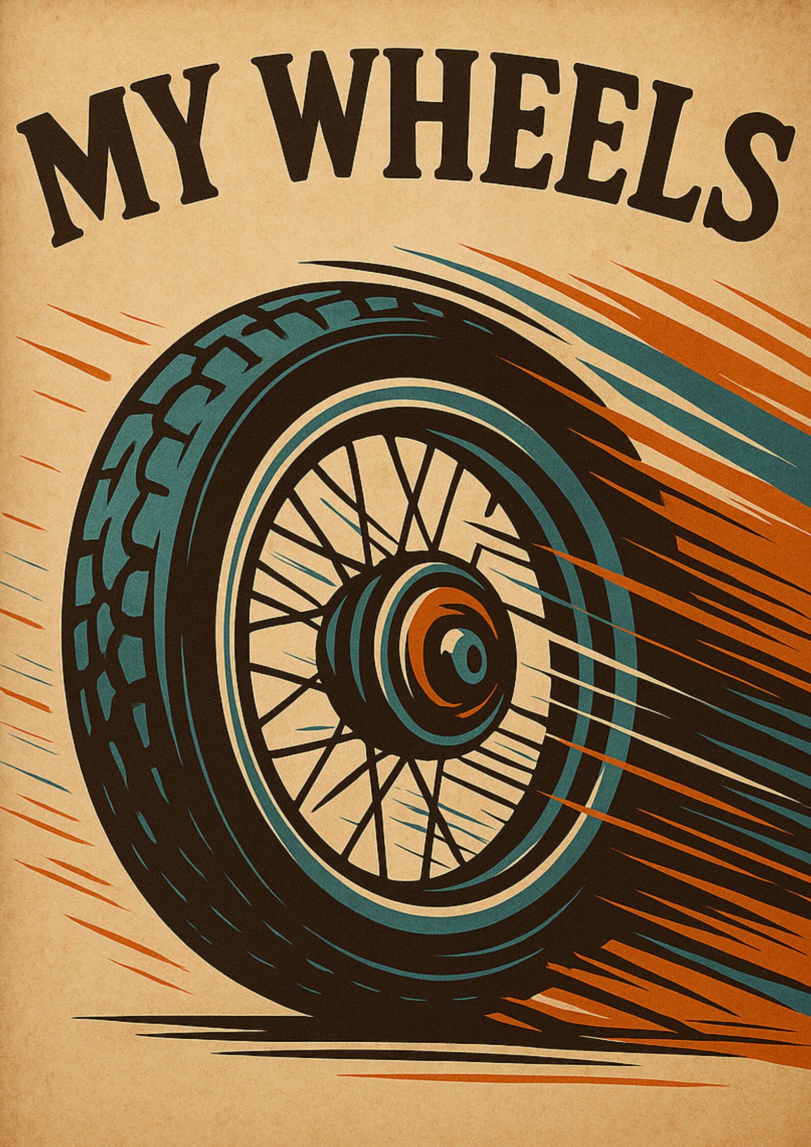 Vintage Motorcycle Wheel Art Poster - Retro Racing Wall Decor | "my ...