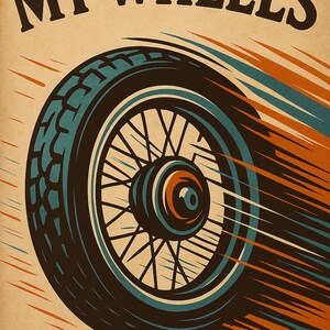 Vintage Motorcycle Wheel Art Poster - Retro Racing Wall Decor | "my ...