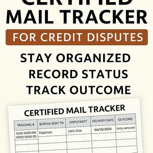 Certified Mail Tracker for Credit Disputes | Printable USPS Tracking ...