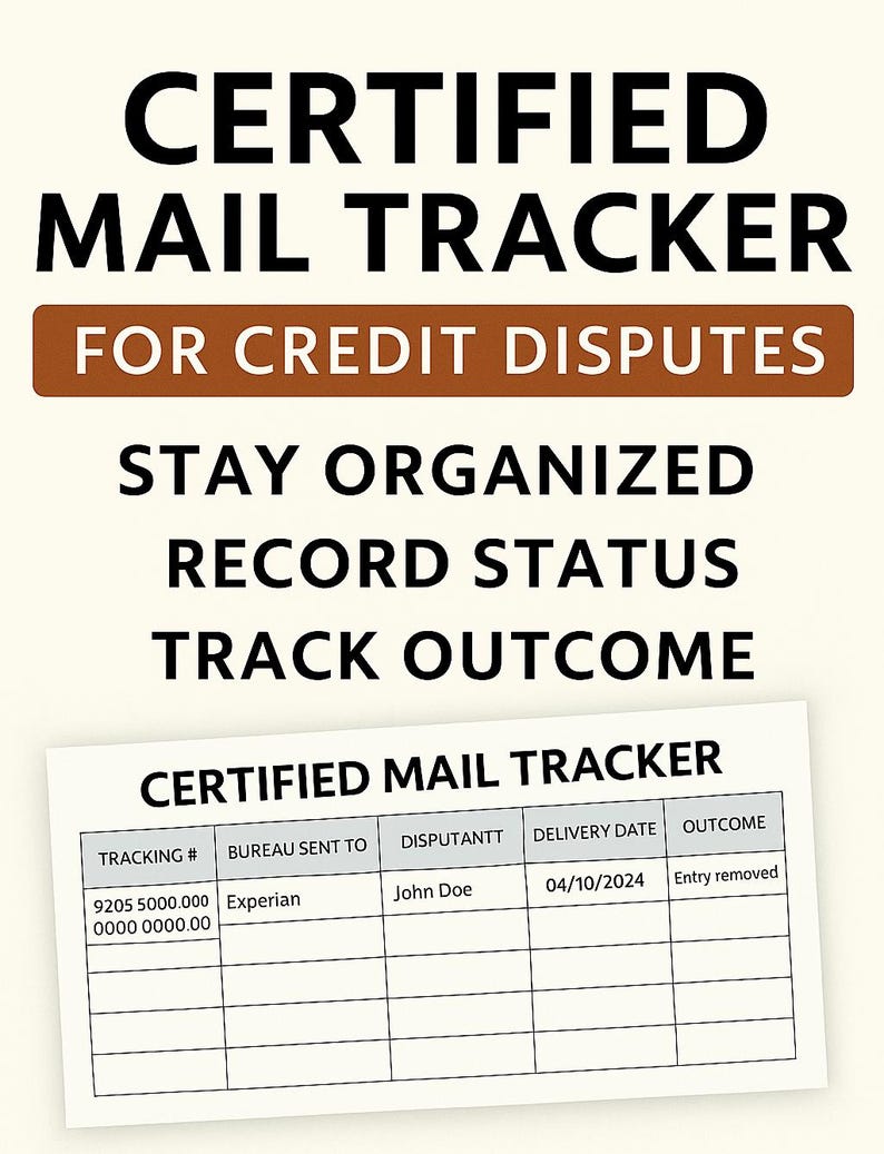 Certified Mail Tracker for Credit Disputes | Printable USPS Tracking ...