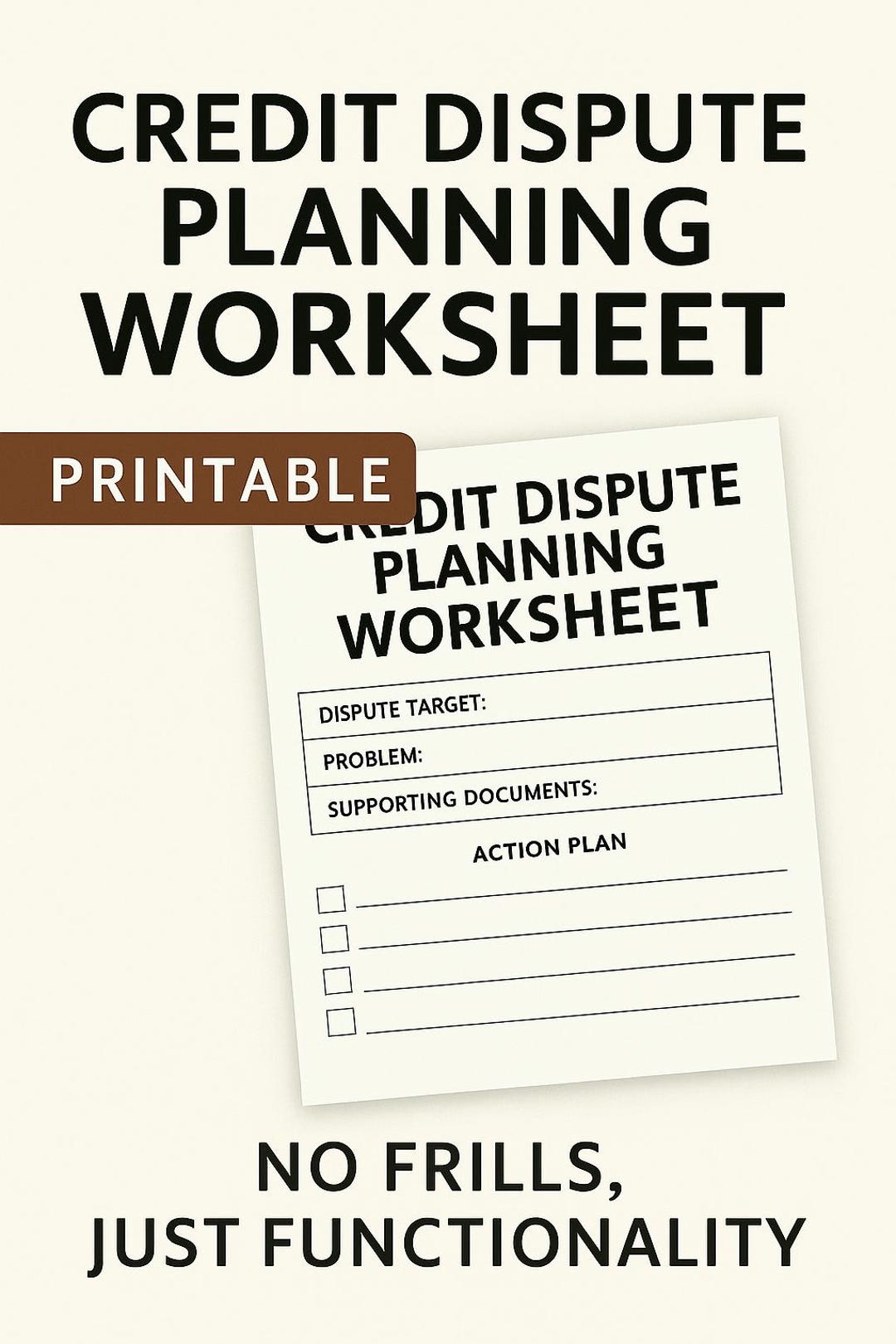 Credit Dispute Planning Worksheet | Printable Credit Repair Organizer ...