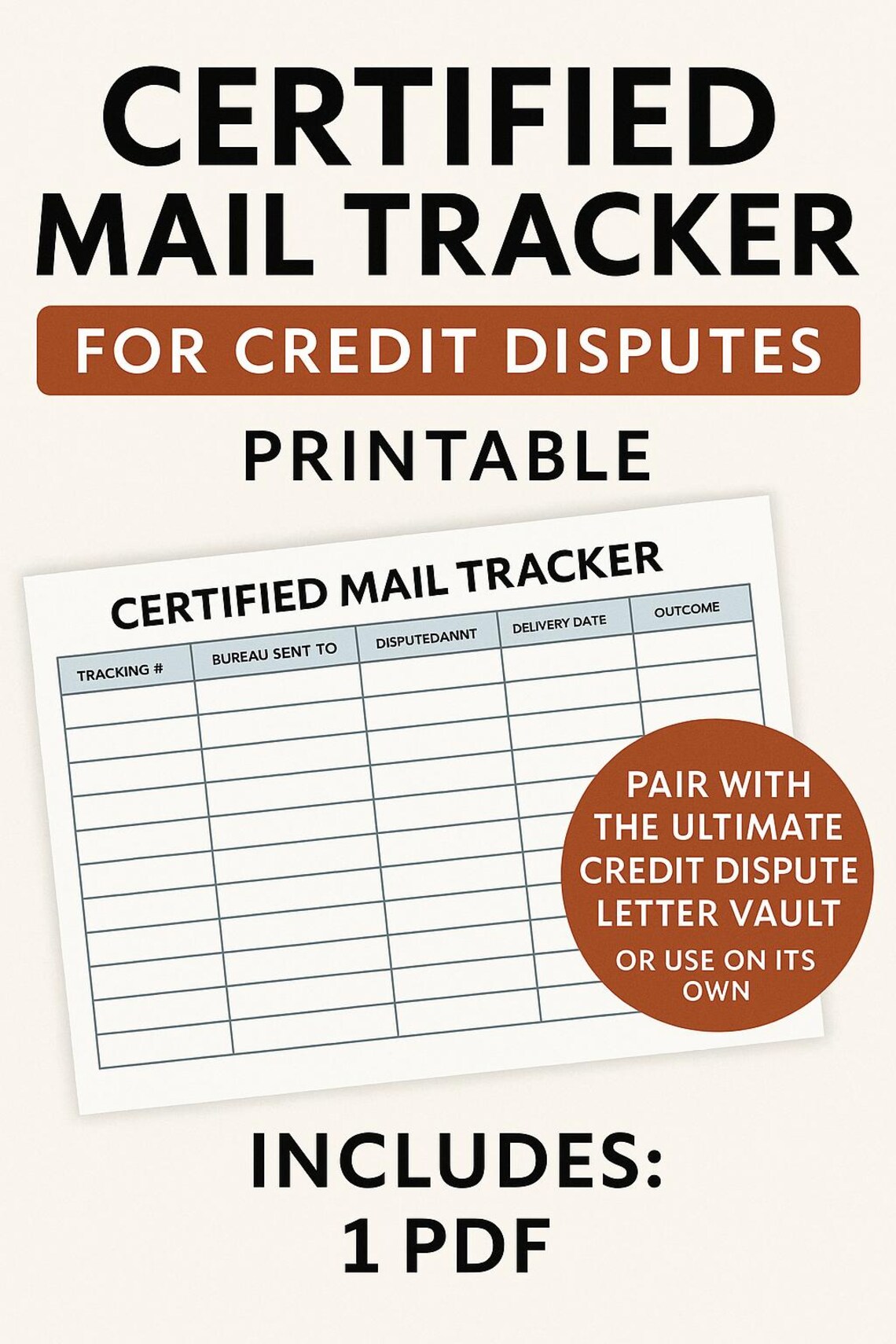 Certified Mail Tracker for Credit Disputes | Printable USPS Tracking ...