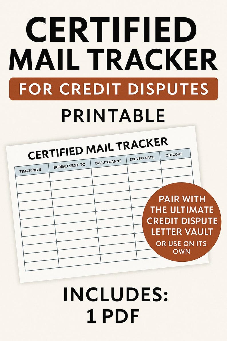 Certified Mail Tracker for Credit Disputes | Printable USPS Tracking ...