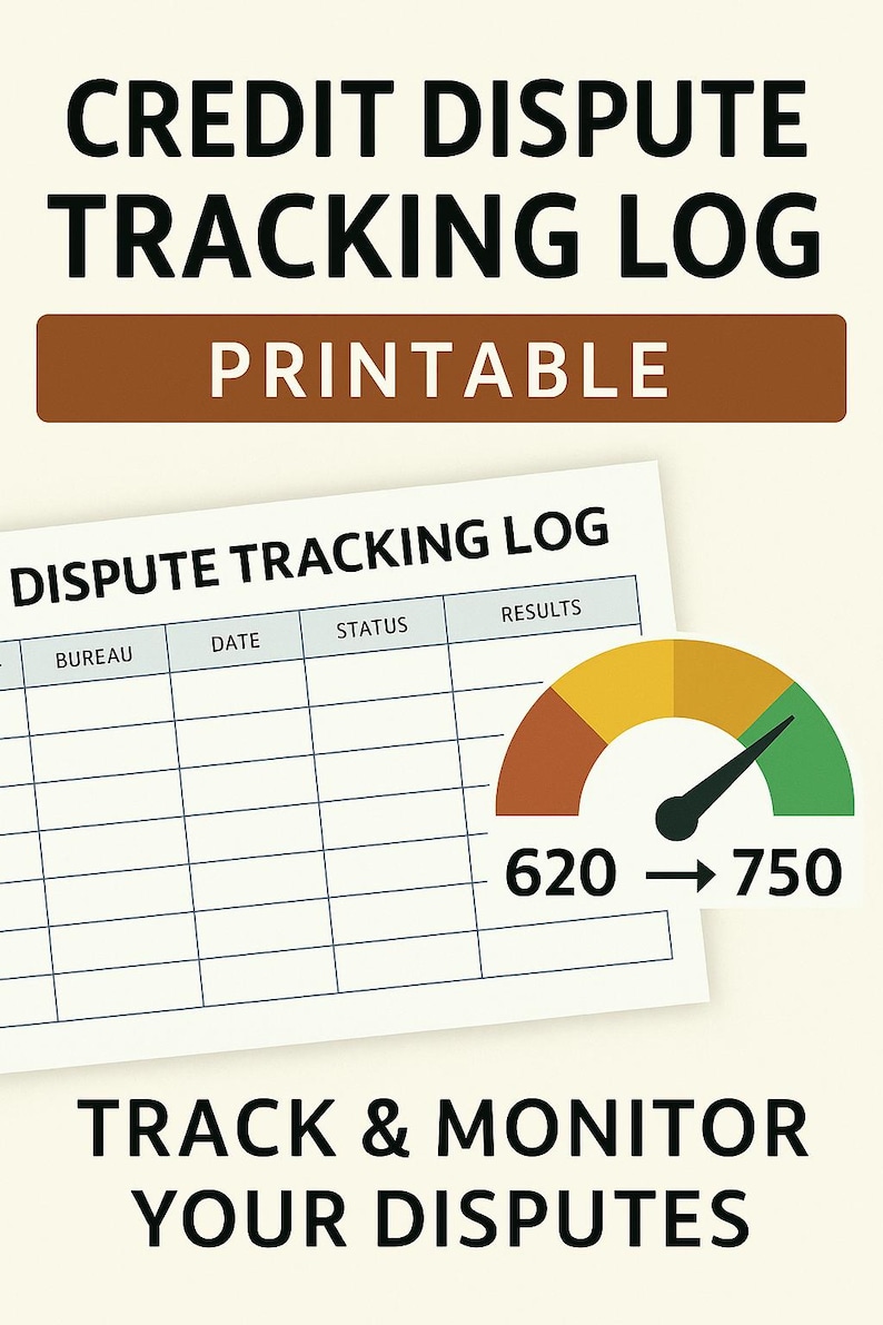 Credit Dispute Tracking Log | Printable Credit Repair Tracker | Dispute ...