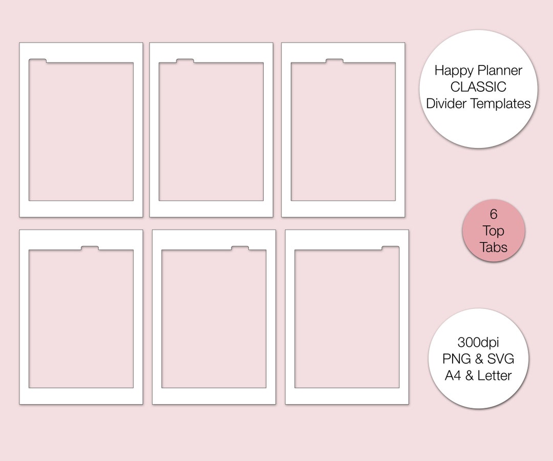 Happy Planner Classic Divider Templates 6 Top Tabs PNG & - Etsy Canada