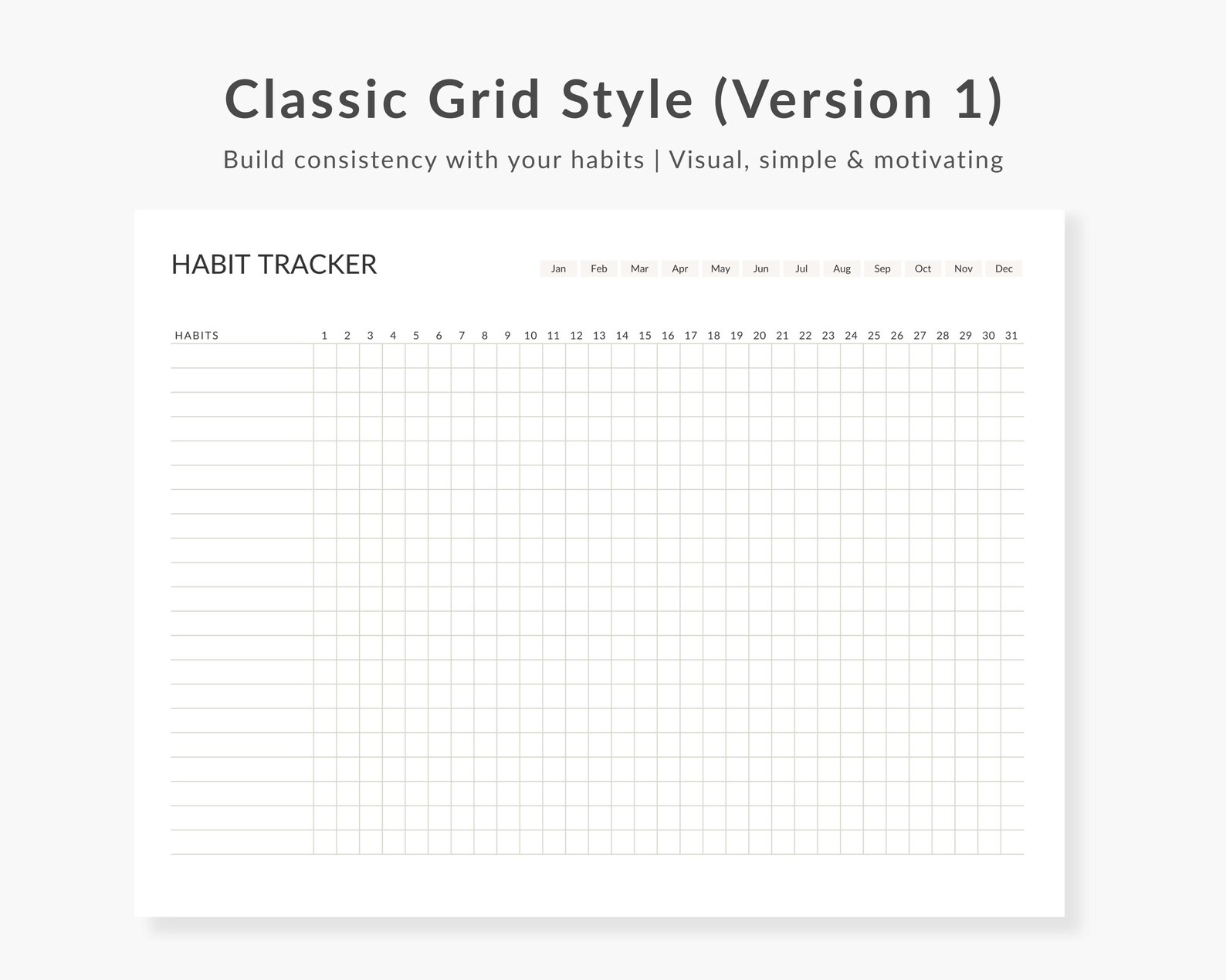 Printable Monthly Habit Tracker: 2 Styles, Undated (US Letter PDF ...