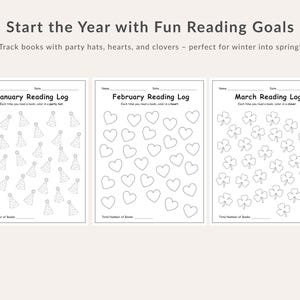 12-month Kids Reading Log Printable, Fun Monthly Book Tracker PDF ...