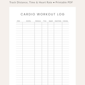 Workout Log Bundle Printable, Track Cardio & Resistance Training, 3 ...