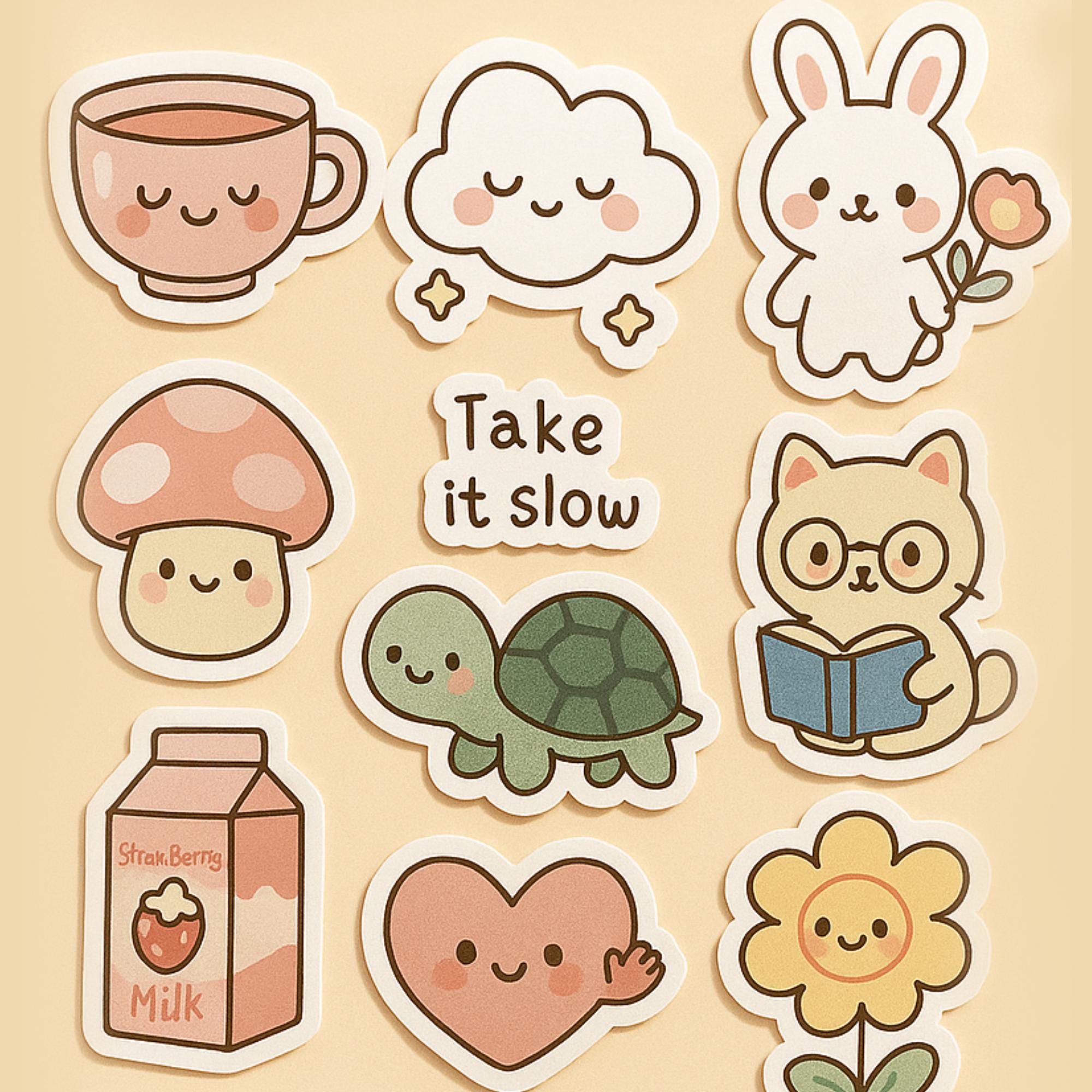 38 Kawaii Stickers- Cute Aesthetic Printable Stickers for Journaling ...