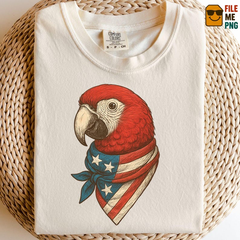 Patriotic Macaw Parrot PNG With USA Flag Bandana,hand Drawn Patriotic ...